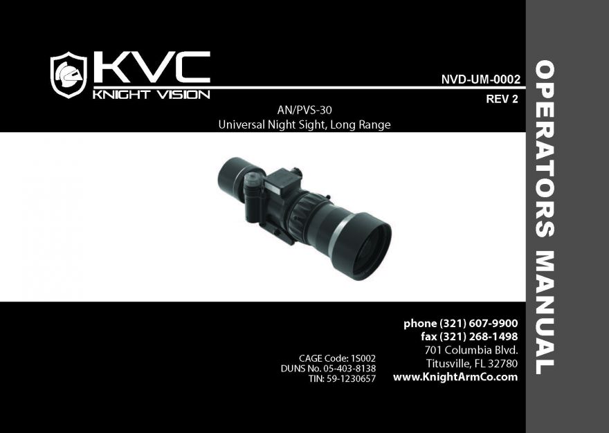 KVC Manual & Inst Sheets - Knight's Armament